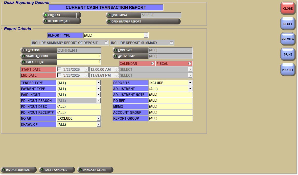 Cash Transactions Report