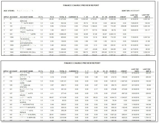 Finance Charge Preview