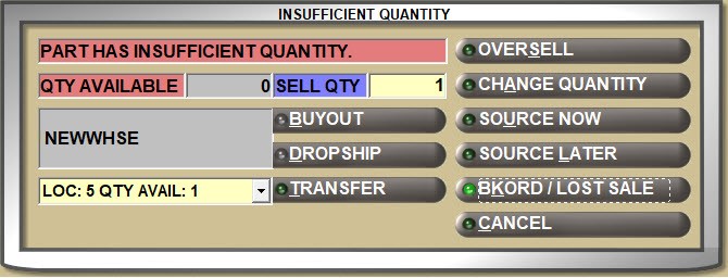 Insufficient Quantity