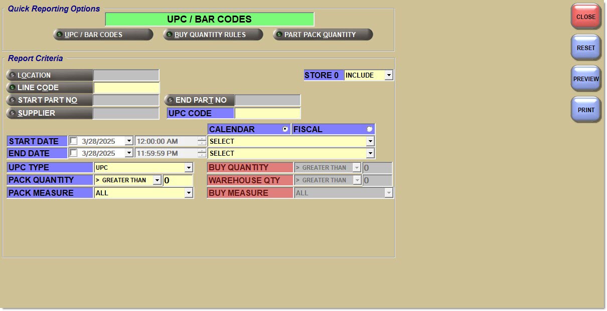 Pack Quantity Reports