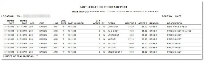 Part Ledger