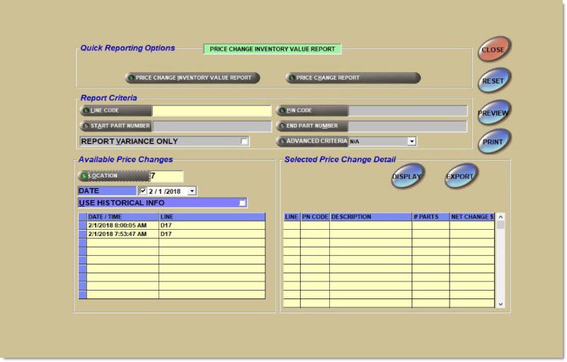 Price Change Reports