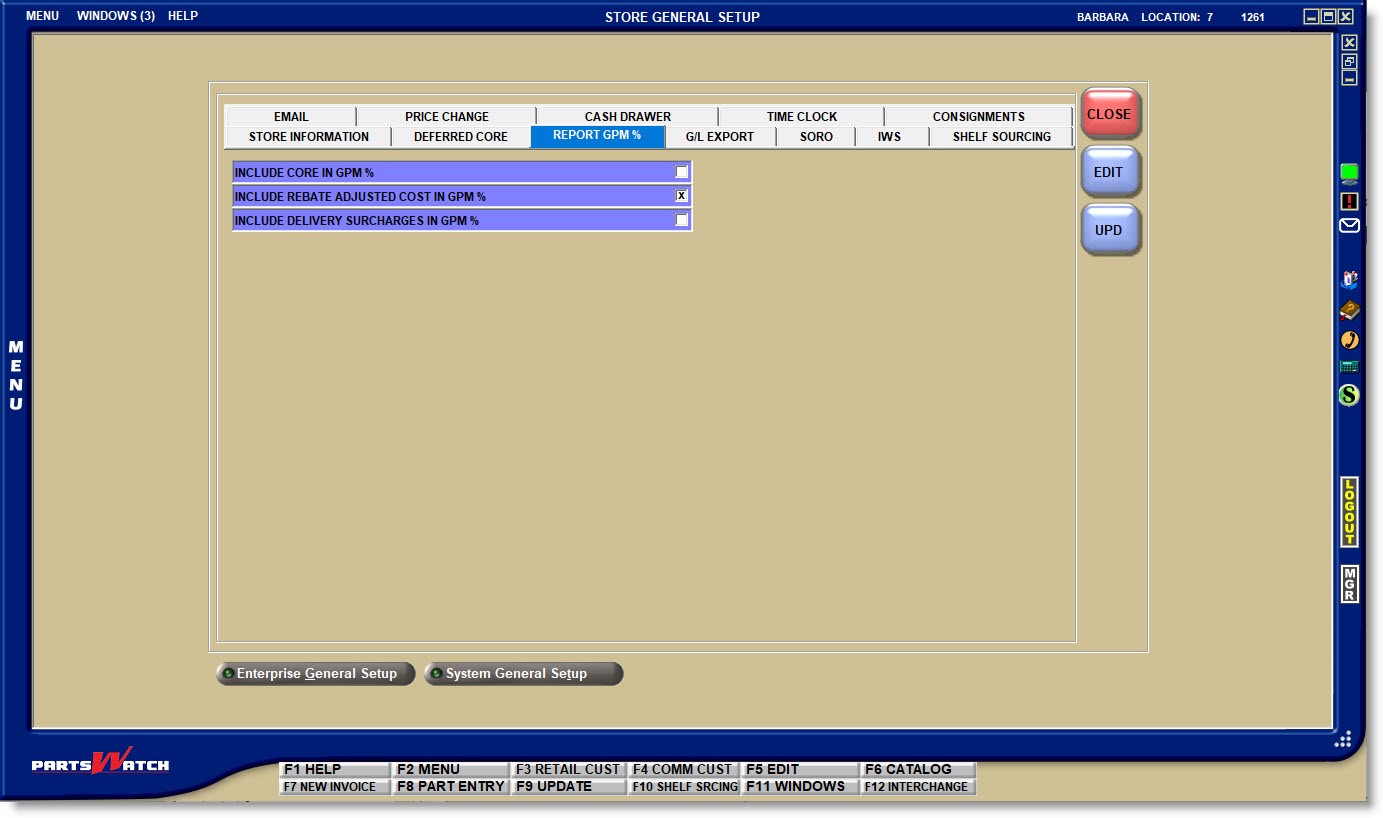 Report GPM % Tab