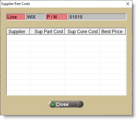 Supplier Part Costs